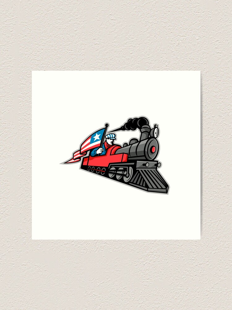"American Steam Locomotive Mascot" Art Print for Sale by patrimonio ...