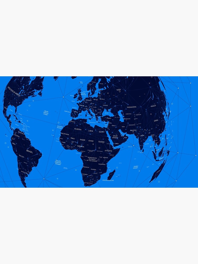 Blue political map of the world, vector flat illustration Premium Matte ...