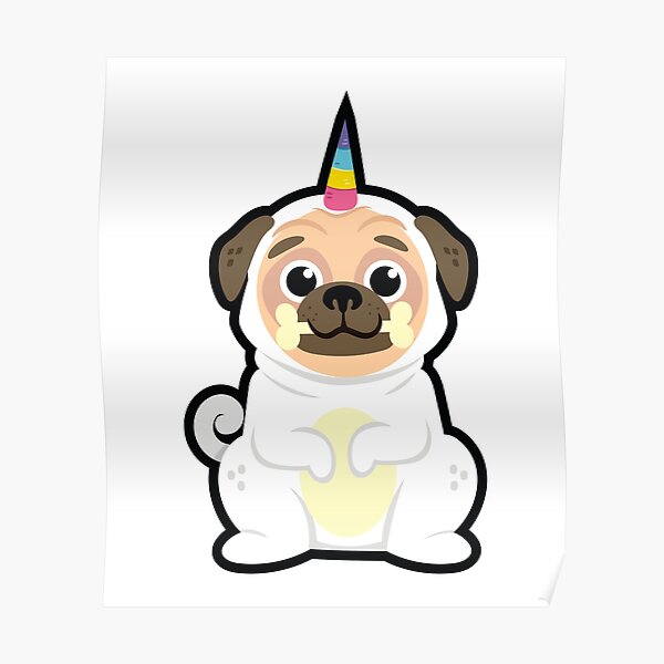 Póster «Unicornio Pug Dog Lovers Funny Unipug Pugicorn Shirt» de ...