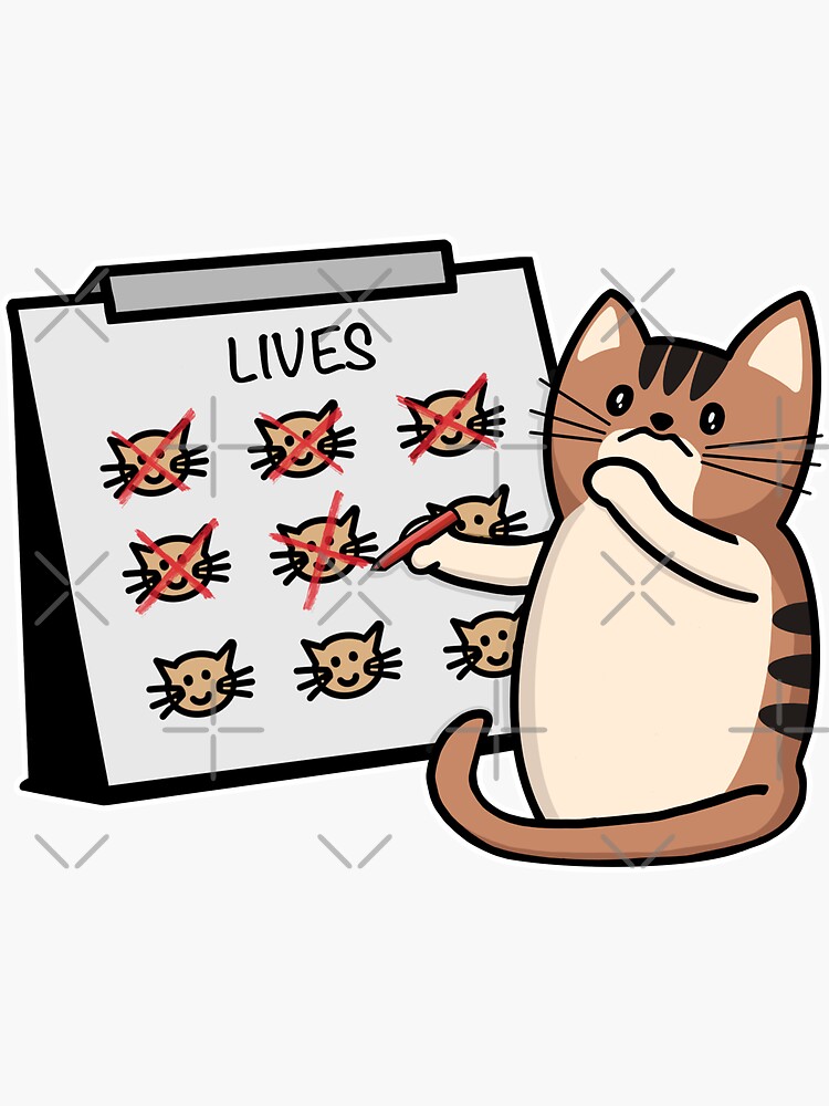 "Nine Lives Cat" Sticker for Sale by SpaceAlienTees | Redbubble