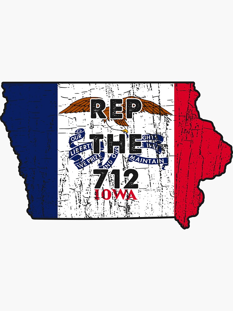 "REP THE 712 - POPULAR DISTRESSED DESIGN WITH STATE FLAG AND AREA CODE ...