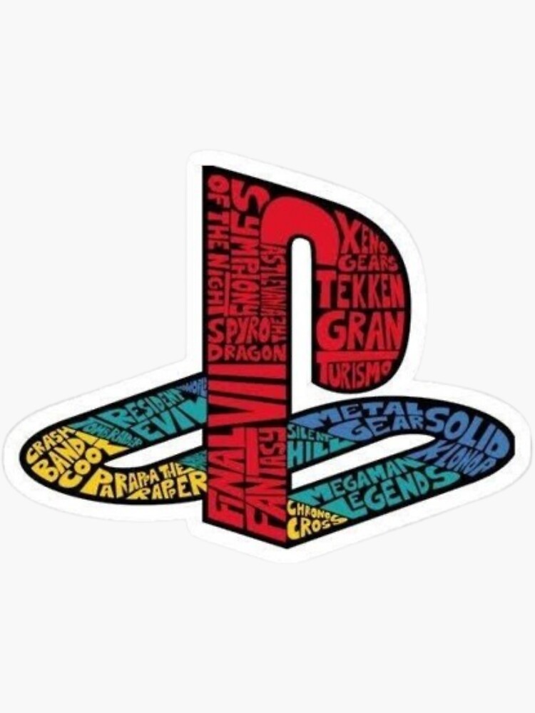 "PlayStation logo made with words" Sticker for Sale by Guii- | Redbubble