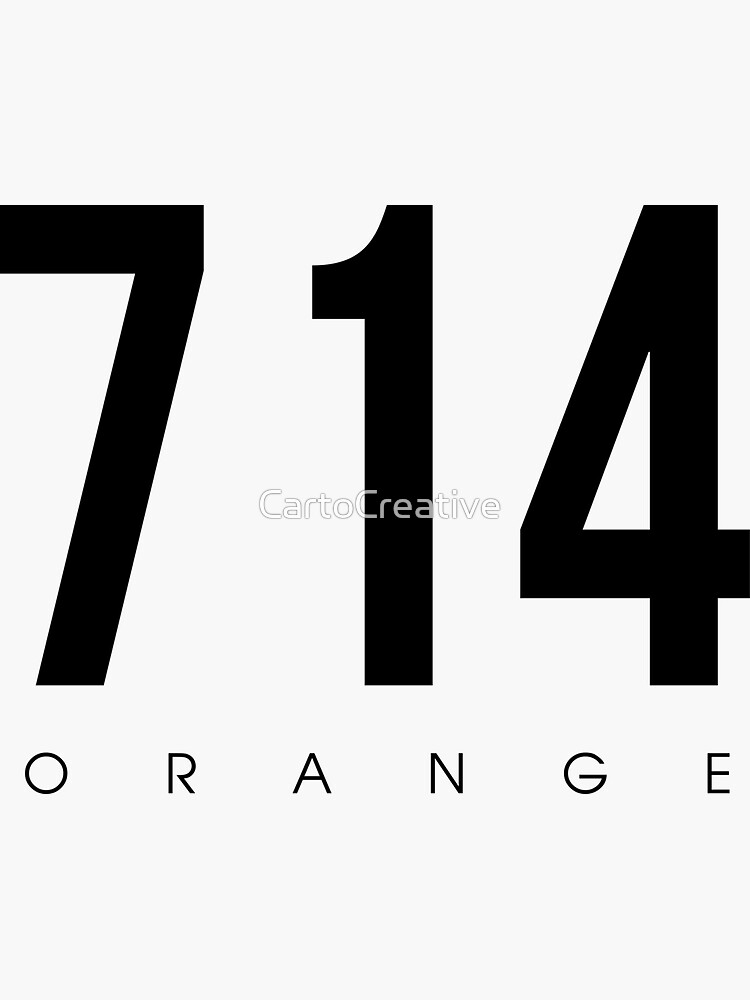 "Orange, CA - 714 Area Code design" Sticker for Sale by CartoCreative ...