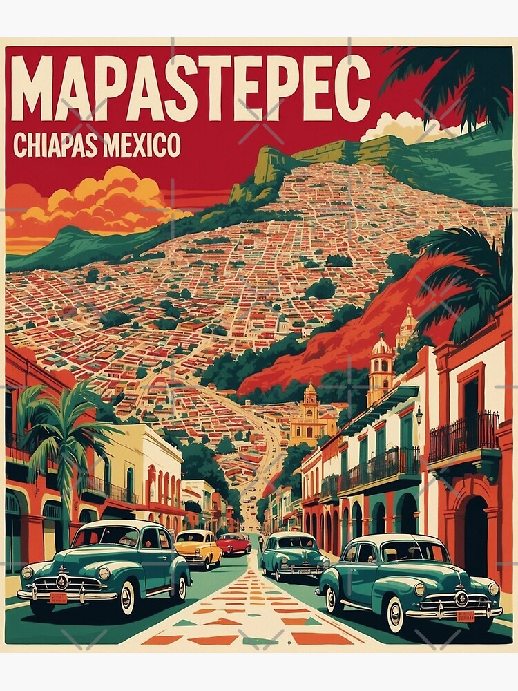 "Mapastepec Chiapas Mexico 1950s Vintage Travel Tourism Map" Photographic Print for Sale by ...