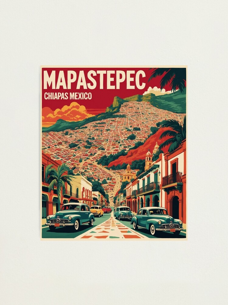 "Mapastepec Chiapas Mexico 1950s Vintage Travel Tourism Map" Photographic Print for Sale by ...