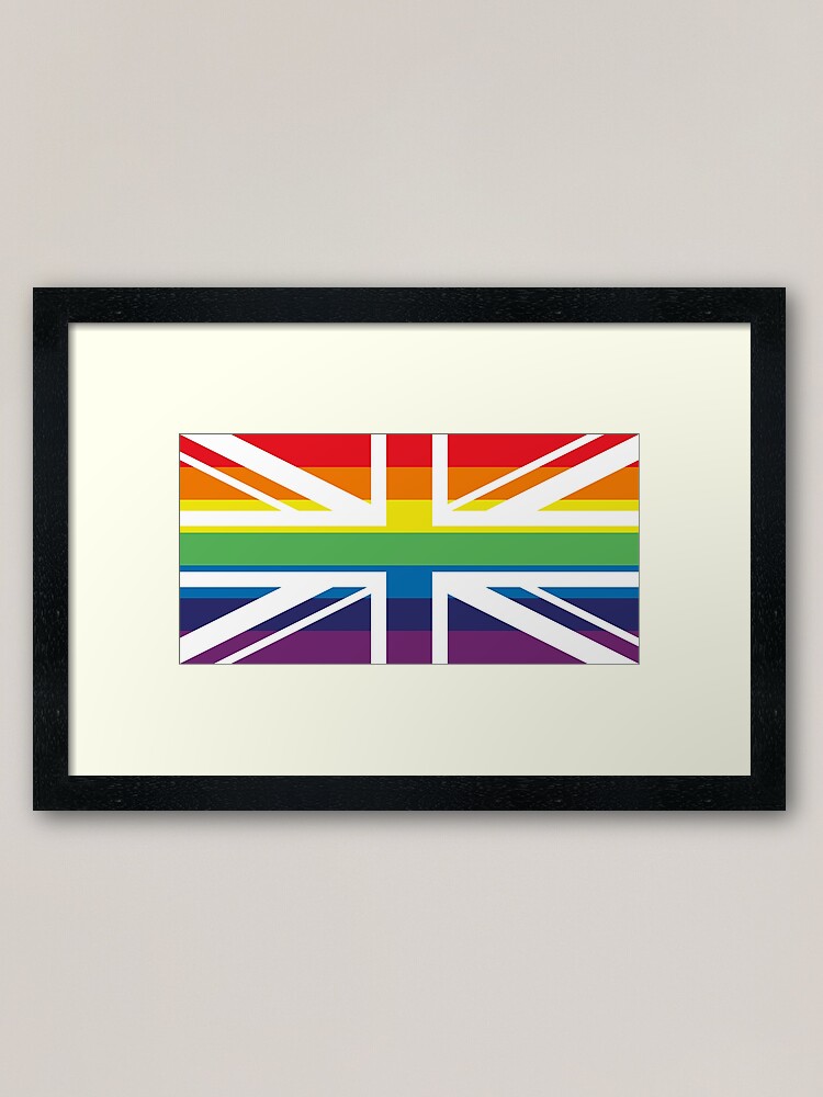 "Rainbow Union Jack Gay Pride UK England Flag" Framed Art Print for ...