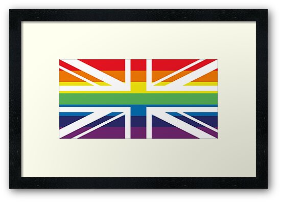 "Rainbow Union Jack Gay Pride UK England Flag" Framed Art Print by ...