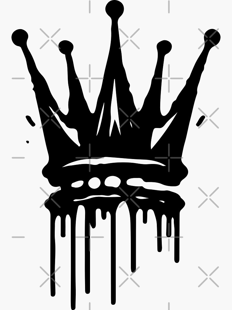 "Dripping Crown Graffiti Art – Urban Royalty Sketch Design 1" Sticker ...