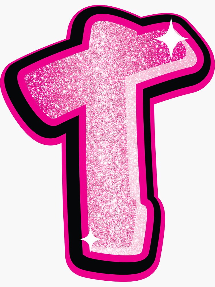 "Glitter Pink T Initial Sticker" Sticker for Sale by LazyCreativeCo ...