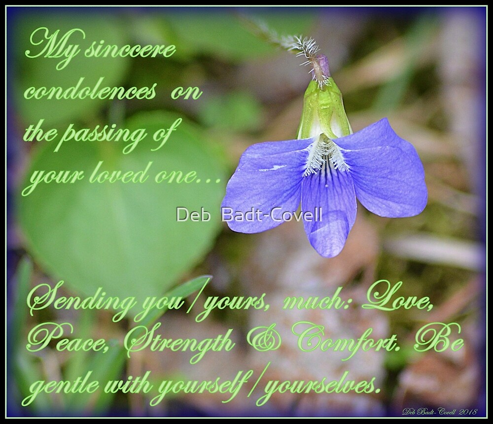 "My Sincere Condolences..." by Deb Badt-Covell | Redbubble
