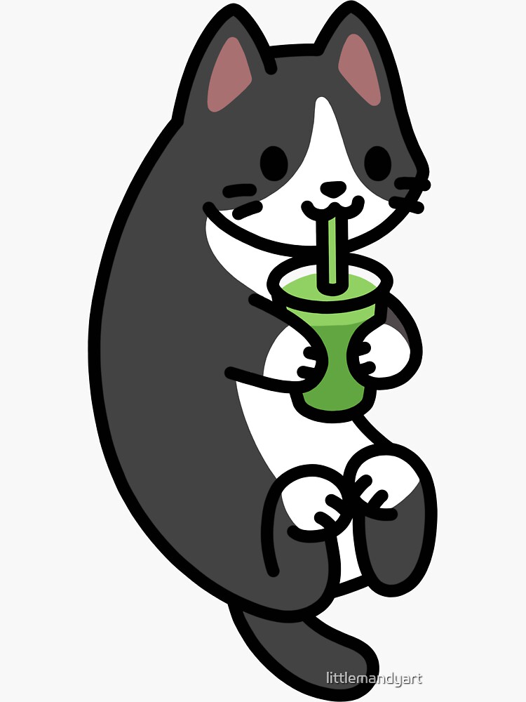 "Matcha Kitty" Sticker for Sale by littlemandyart | Redbubble