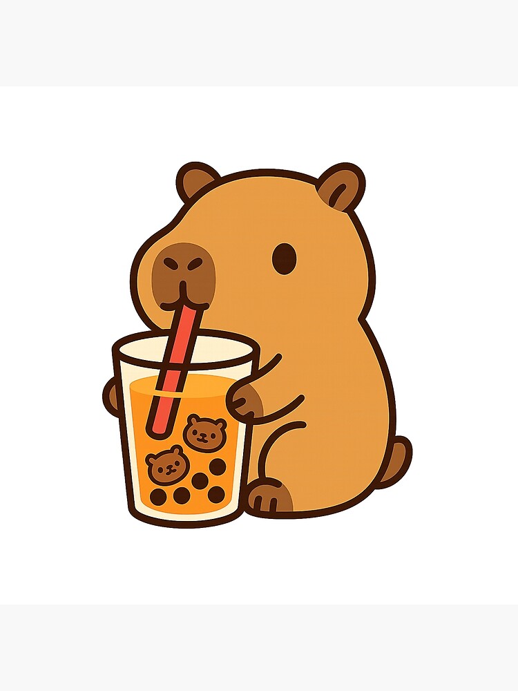 "Kawaii Capybara Bubble Tea – Cute Boba Animal Sticker" Poster for Sale ...