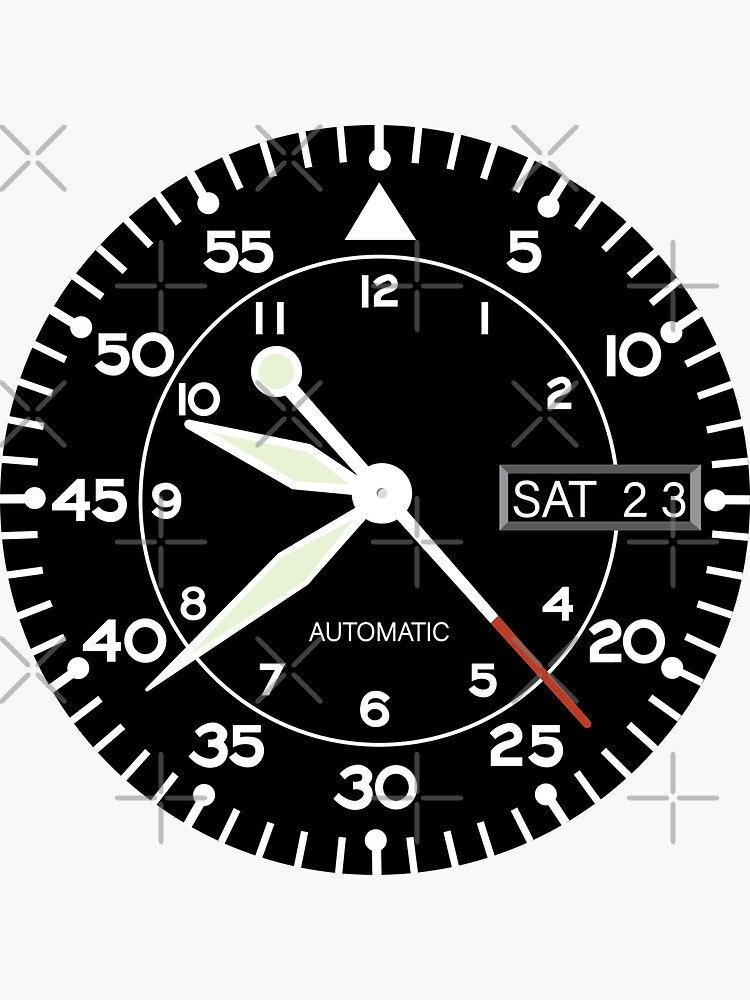 "Seiko Aviation Flieger Watch Face (Automatic) Sticker" Sticker for ...