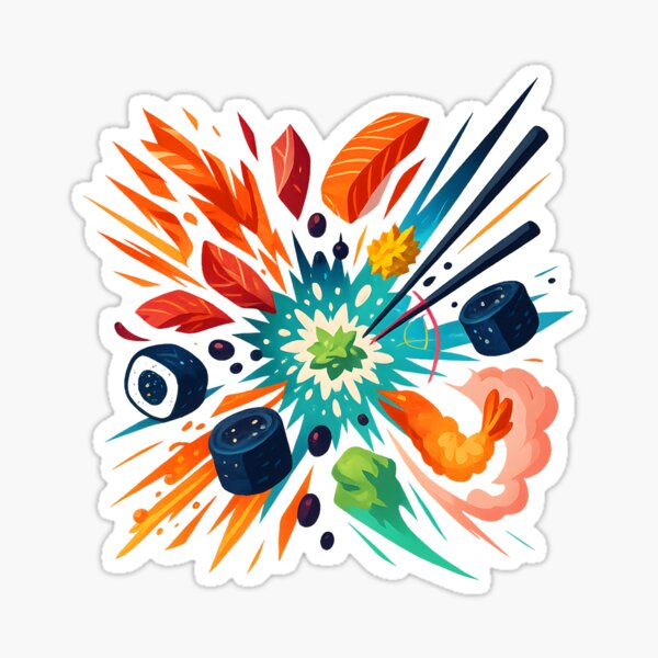 "Sushi Explosion Flavor Fireworks" Sticker for Sale by MysticArtisan ...