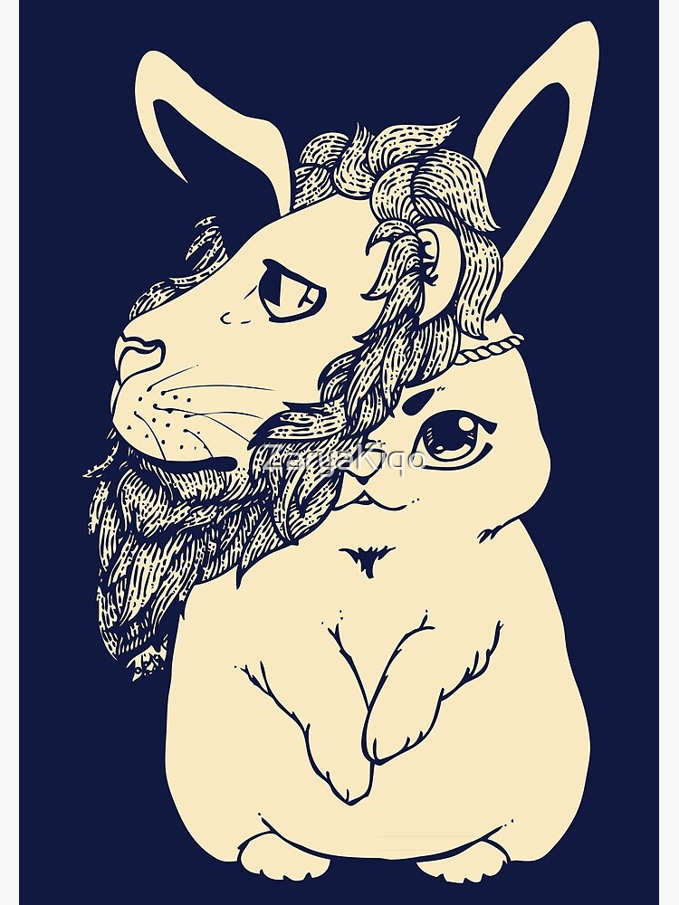 "Rabbit with a Lion Mask" Poster for Sale by ZaryaKiqo | Redbubble