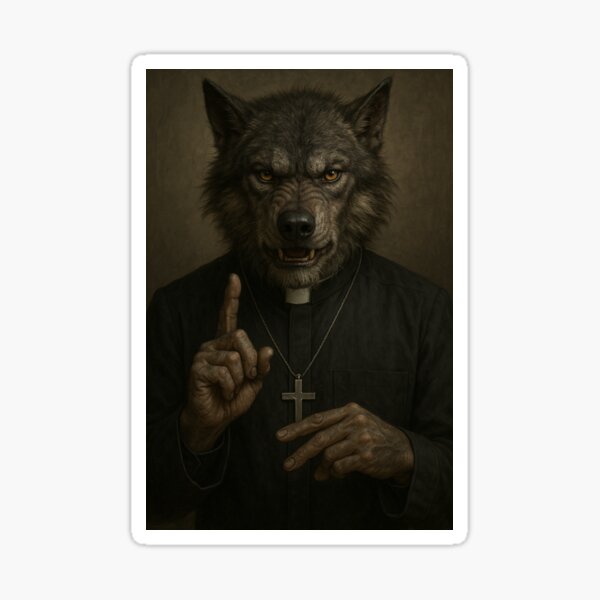 "Confessional Howl – Werewolf Priest Portrait" Sticker for Sale by ...