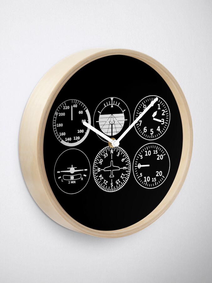 "Basic flight instruments" Clock by bumblethebee | Redbubble