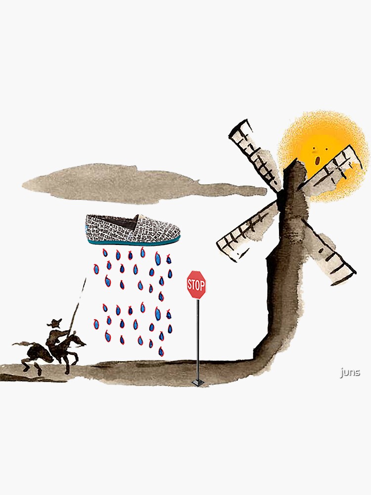 "Don Quixote - Windmill Fight ART" Sticker for Sale by juns | Redbubble