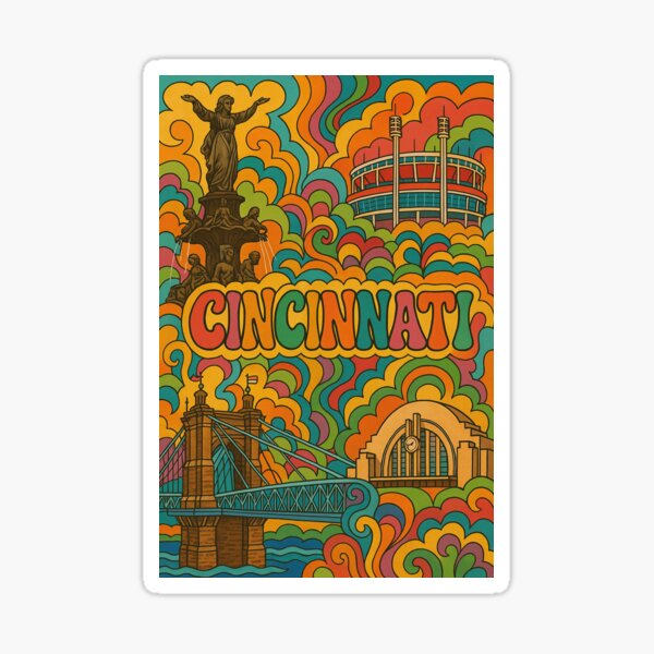 "Cincinnati" Sticker for Sale by sarkat-designs | Redbubble