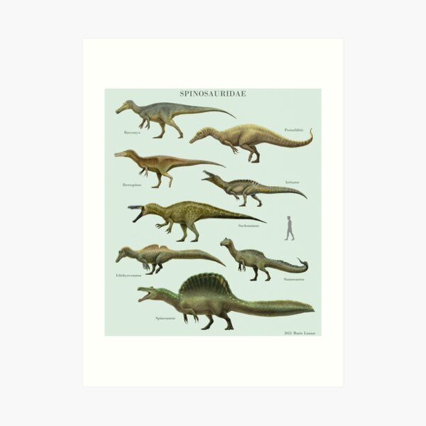 "SPINOSAURIDAE. Spinosaurus family dinosaurs. paleoart" Art Print for ...