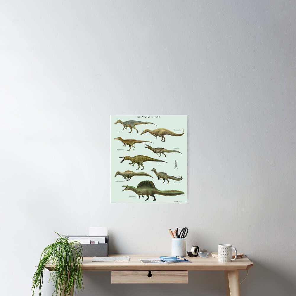 "SPINOSAURIDAE. Spinosaurus family dinosaurs. paleoart" Art Print for ...