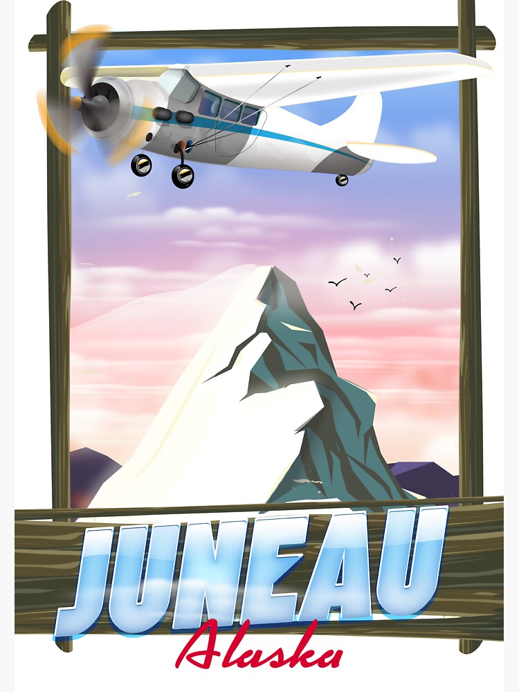 "Juneau Alaska travel poster" Sticker by vectorwebstore | Redbubble