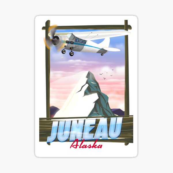 "Juneau Alaska travel poster" Sticker by vectorwebstore | Redbubble