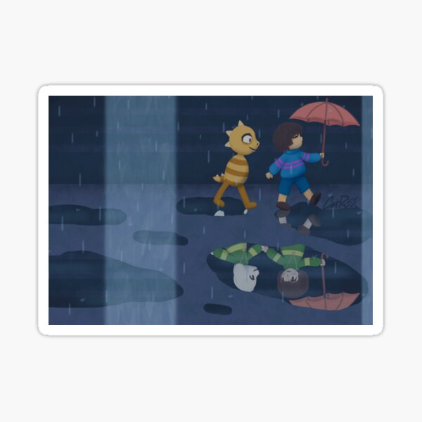 "Undertale Umbrella Room Chara and Asriel Reflection " Sticker for Sale by Cait--Rose | Redbubble