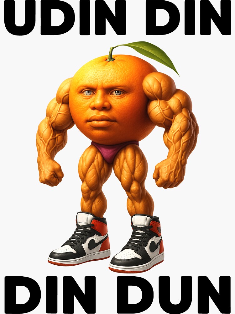 "Udin din din dun Italian Brainrot Meme Orange " Sticker for Sale by ...