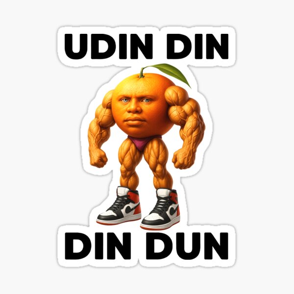 "Udin din din dun Italian Brainrot Meme Orange " Sticker for Sale by ...
