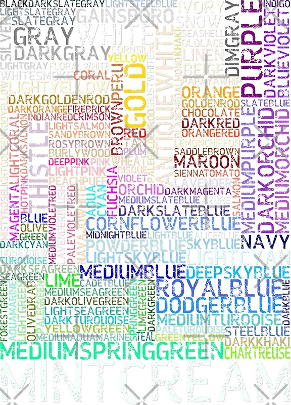 "All html colors in word and color" by pASob-dESIGN | Redbubble