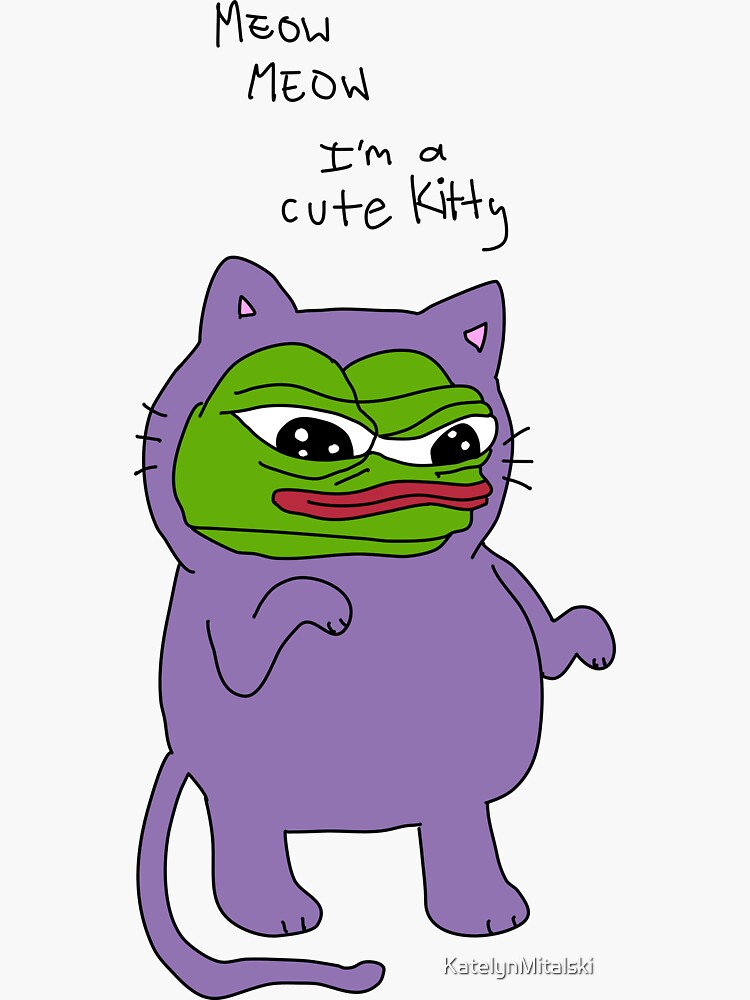"Pepe the Frog in a Cat Costume" Sticker for Sale by KatelynMitalski ...