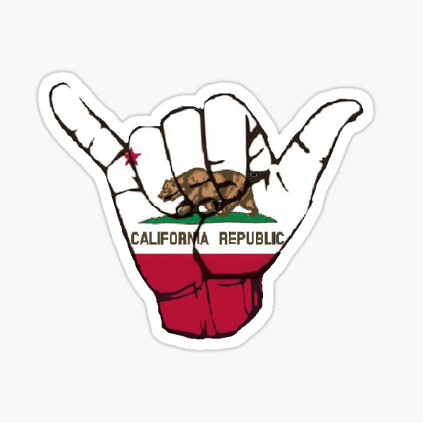 "California flag shaka" Sticker for Sale by Thlewis | Redbubble