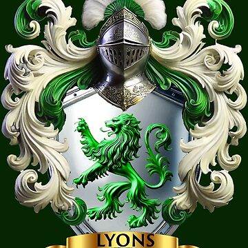 "Lyons Family Crest – Irish Coat of Arms with Green Lion" Sticker for ...