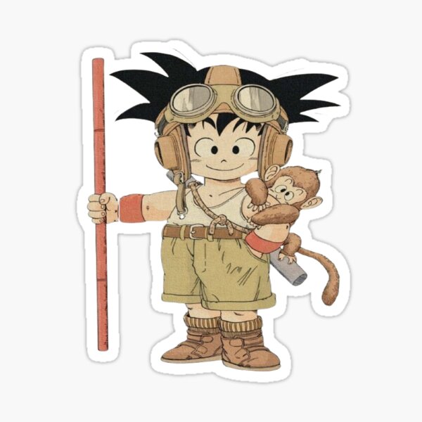 "Vintage Goku with Monkey – Dragon Ball Explorer Style Tee" Sticker for ...