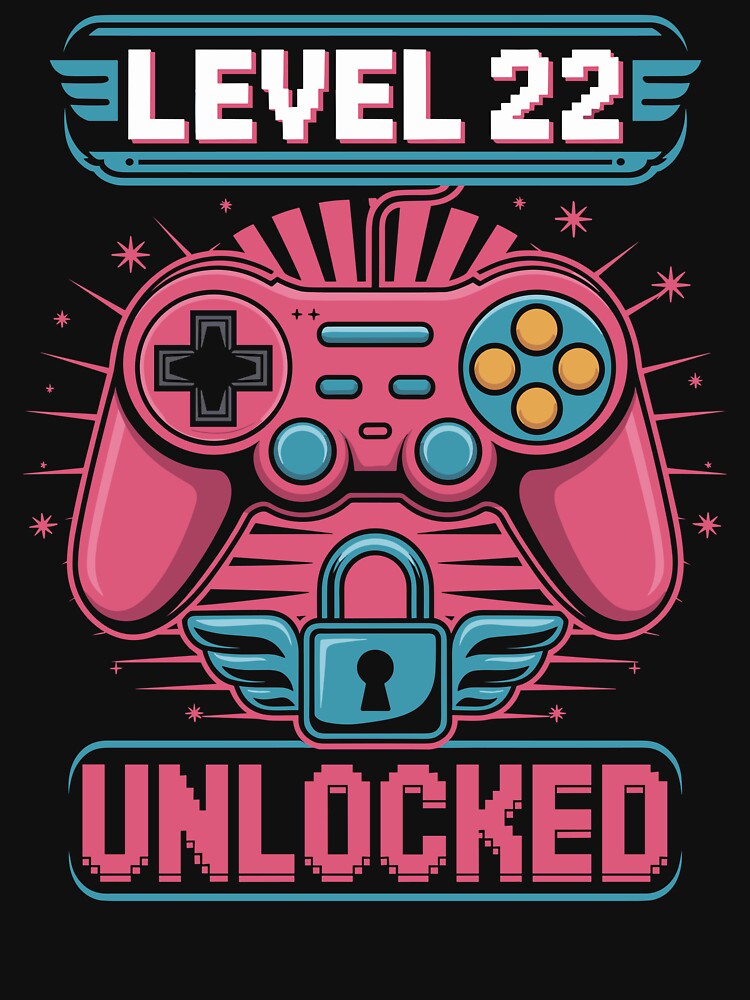 "Level 22 Unlocked - Gamer Birthday Tee" Essential T-Shirt for Sale by Serbin | Redbubble