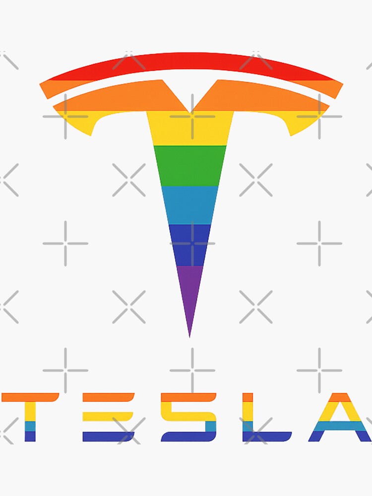 "Tesla Pride Logo – Rainbow Electric Vibes" Sticker for Sale by DoemaZ ...