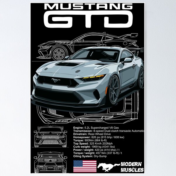"Mustang GTD" Poster for Sale by BronArtworks | Redbubble