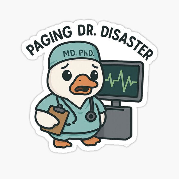 "Paging Dr. Disaster – Doc Doc Goose Vol. 1" Sticker for Sale by DocDocShop | Redbubble