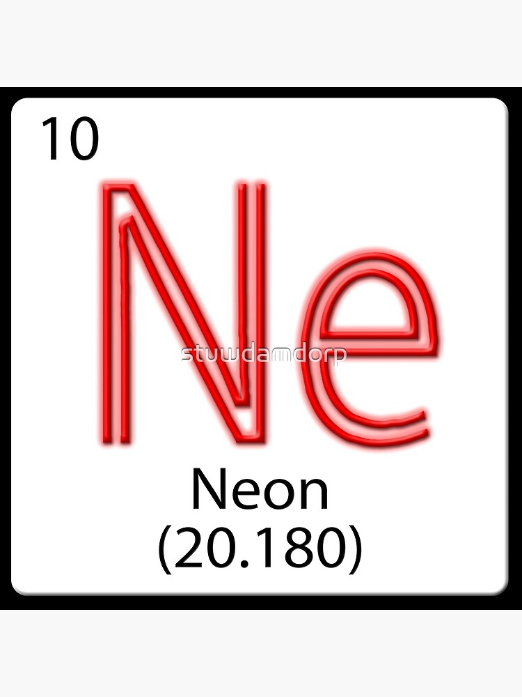 "Chemical element tile. Ne Neon Red neon light effect. " Poster for ...