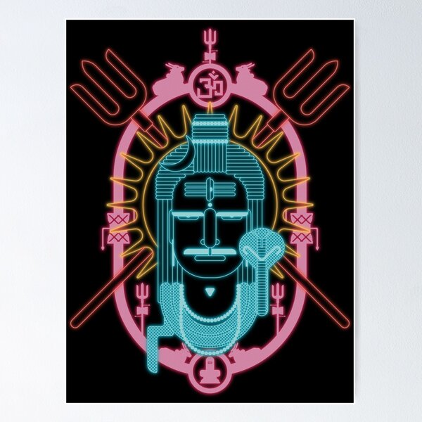"Neon Hindu Mythology Lord Shiva" Poster for Sale by Duyudon | Redbubble