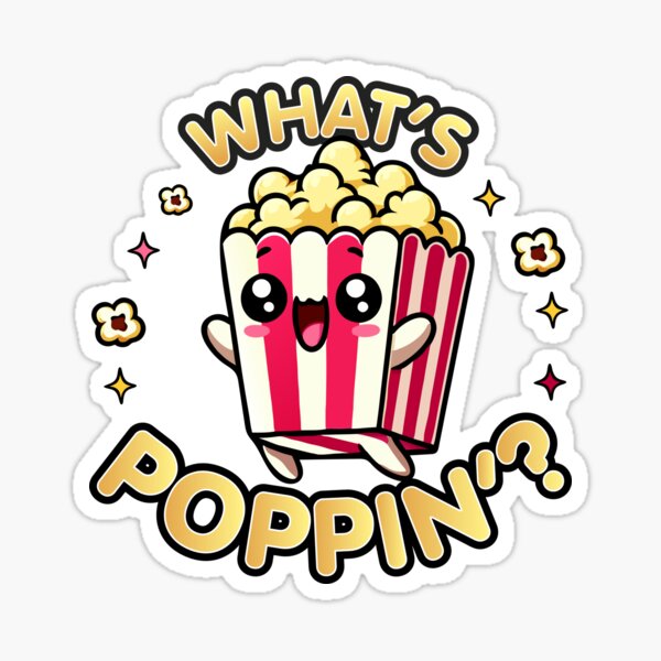 "Kawaii Chibi Popcorn – What's Poppin' Funny Food" Sticker for Sale by ...