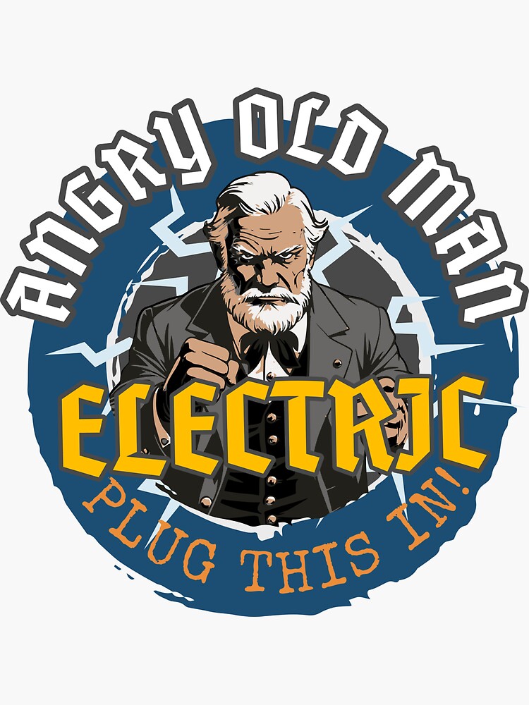"ANGRY OLD MAN: Electrician "Plug This In!"" Sticker for Sale by ...