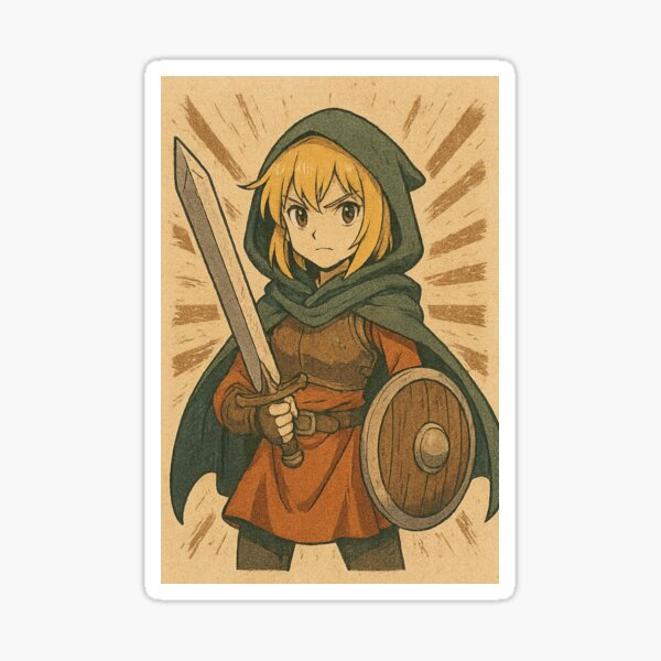 "Blade and Shield | Anime Girl Knight with Sword and Shield, Retro ...