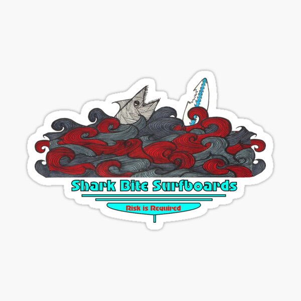 "Shark Bite Surfboards " Sticker for Sale by papacampbell | Redbubble