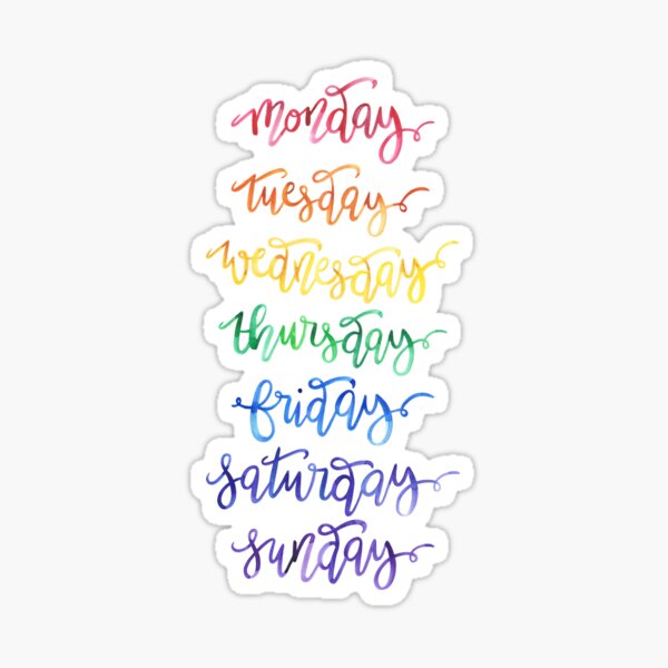 Days Of The Week Stickers | Redbubble