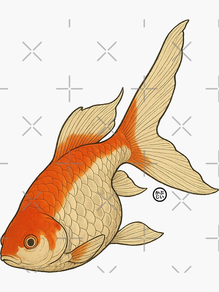 "Mirrorscale Comet Goldfish - Vintage Japanese Style Kingyo" Sticker ...