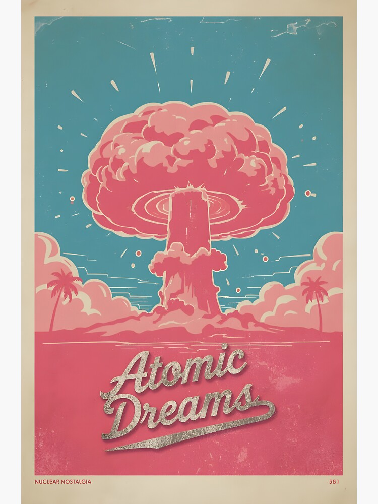 "Retro Style 50s Pink Nuclear Explosion Posters Vibrant Art for Your ...