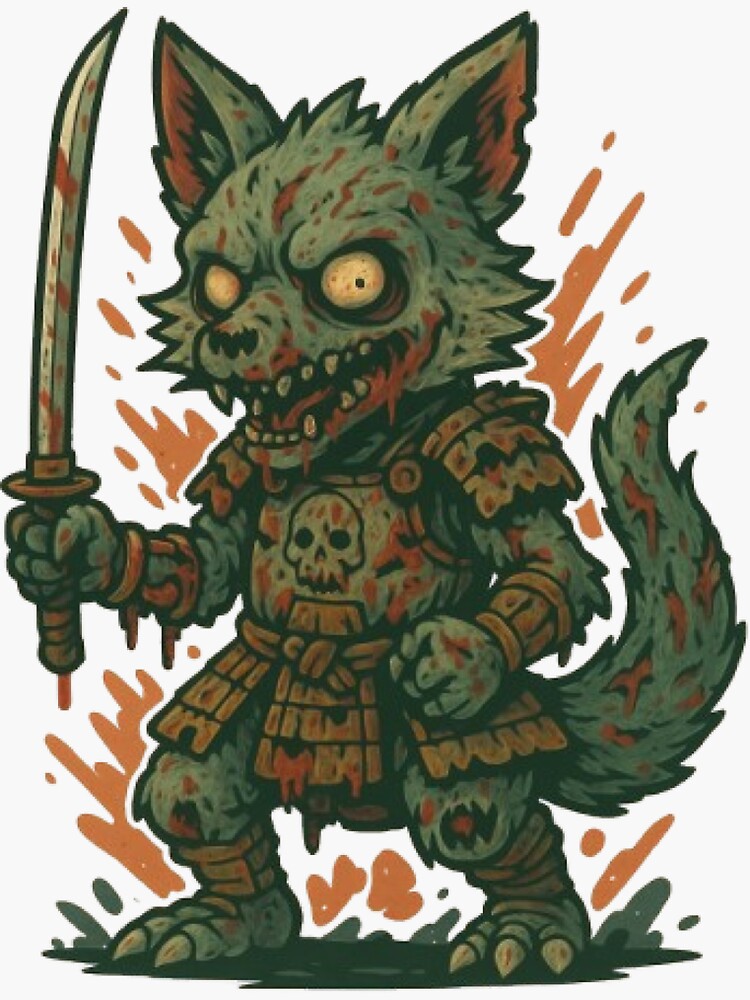 "Zombie Fox Samurai" Sticker for Sale by imamsoe | Redbubble