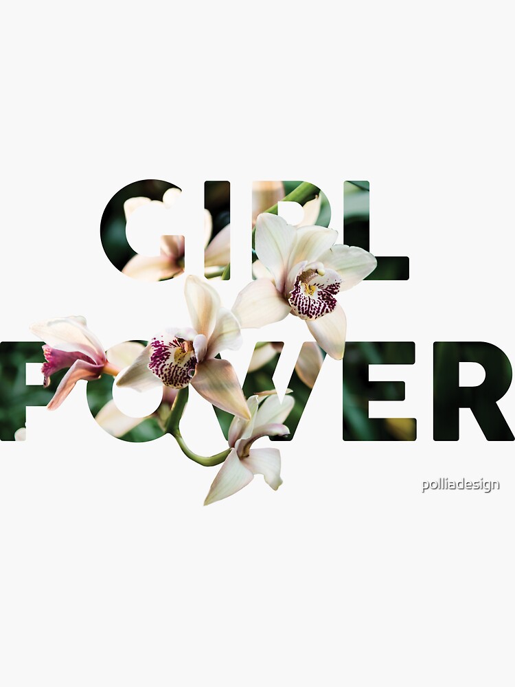 "Girl Power Flowers Feminist Lettering Design" Sticker for Sale by ...